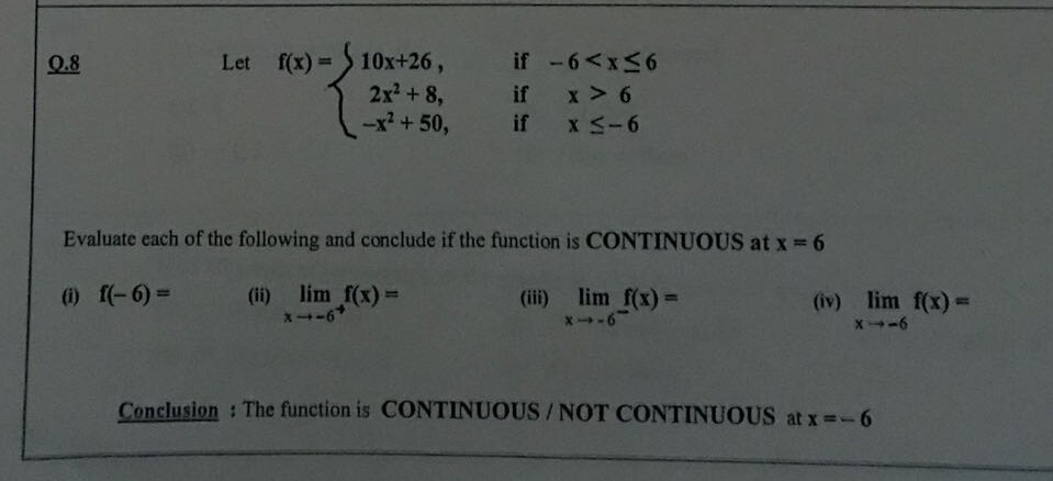 Solved Let f(x) = { 10x + 26, if -6
