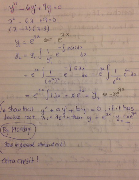 Solved Show that y'' + ay' + by=0, if it has double | Chegg.com