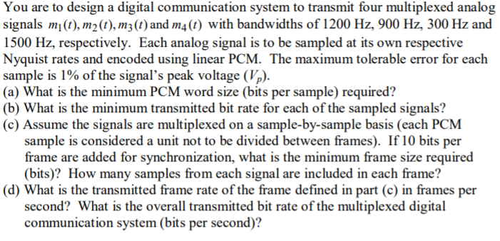 Solved You are to design a digital communication system to | Chegg.com