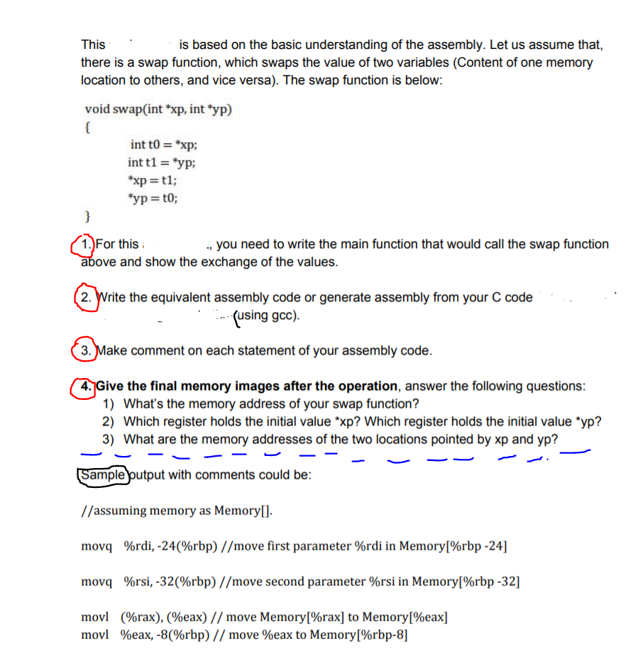 Solved This there is a swap function, which swaps the value | Chegg.com