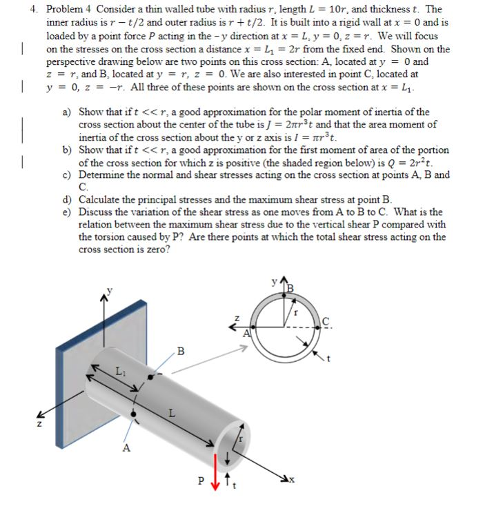 Solved 4. Problem 4 Consider a thin walled tube with radius | Chegg.com Solved 4. Problem 4 Consider a thin walled tube with radius | Chegg.com