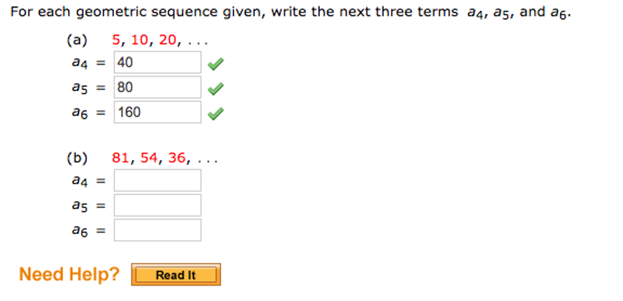 Solved For each geometric sequence given, write the next | Chegg.com