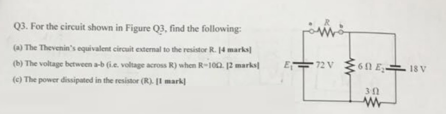 Solved Q3. For the circuit shown in Figure Q3, find the | Chegg.com