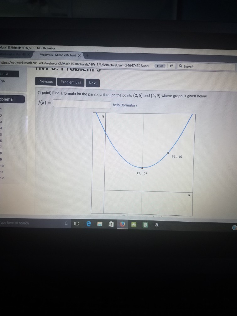 Solved Find a formula for the parabola through the points | Chegg.com