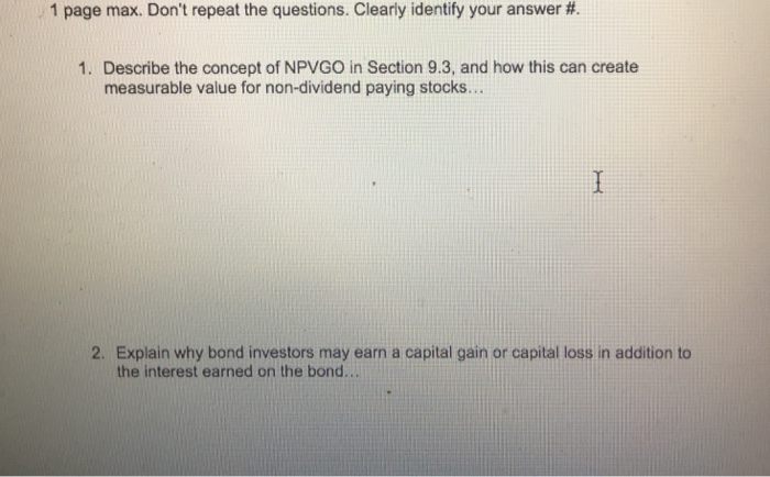 Solved Describe the concept of NPVGO in Section 9.3, and how | Chegg.com