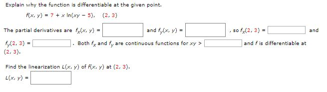 Solved Explain why the function is differentiable at the | Chegg.com