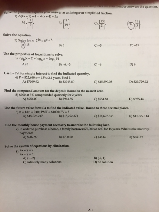Solved Solve the problem. Express your answer as an integer | Chegg.com