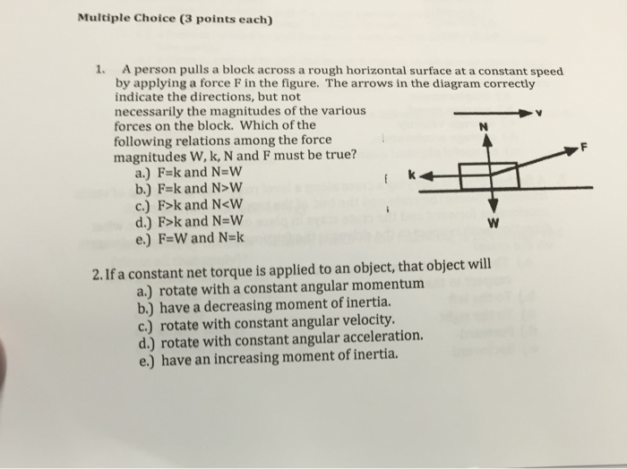 Solved A person pulls a block across a rough horizontal | Chegg.com
