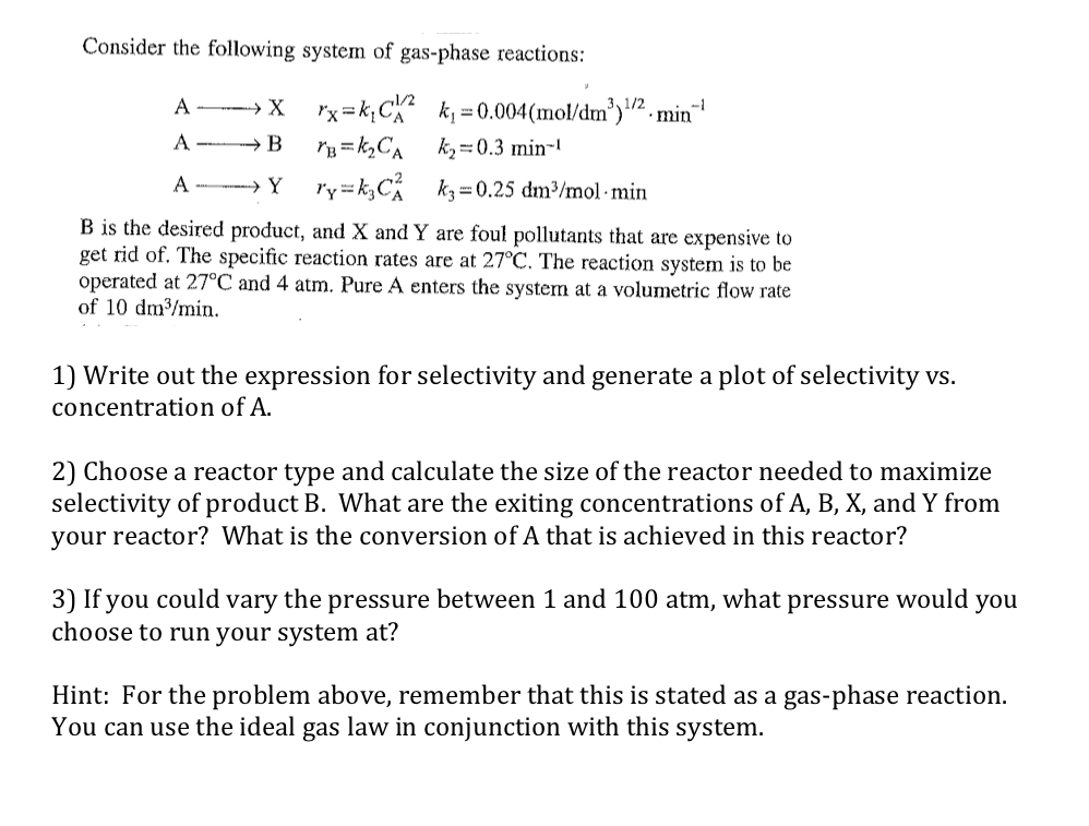 Solved Consider the following system of gas-phase reactions: | Chegg.com