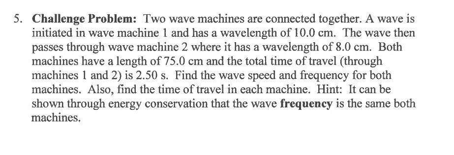 Solved Two wave machines are connected together. A wave is | Chegg.com