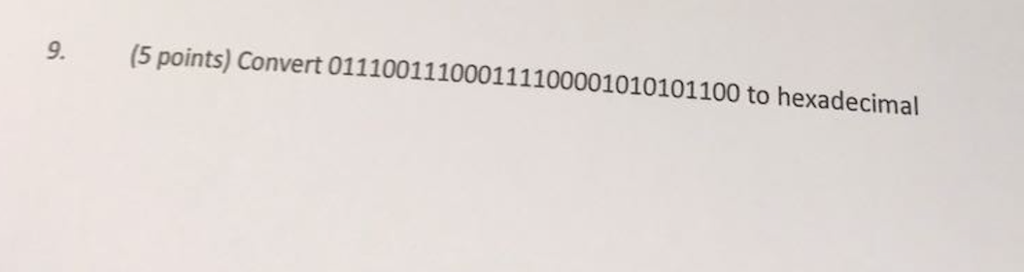 Solved Convert 011100111000111100001010101100 to hexadecimal | Chegg.com