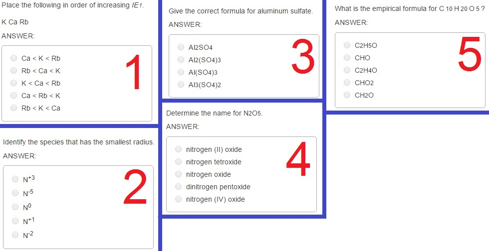 Solved Place the following in order of increasing IEl. | Chegg.com