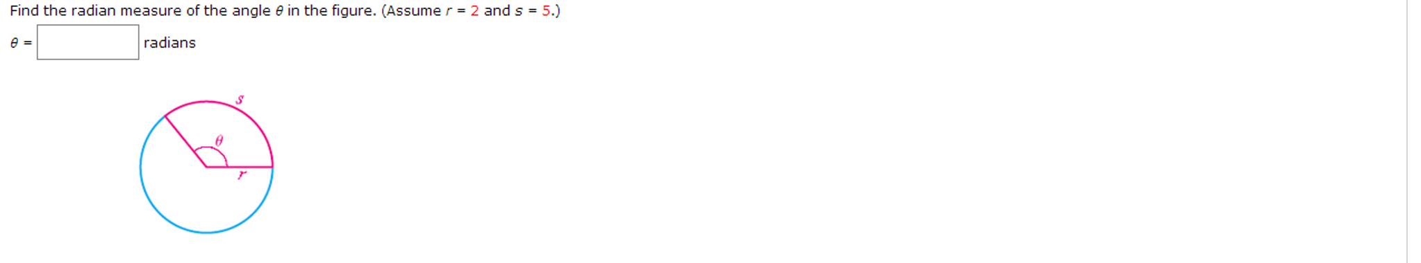 Solved Find the radian measure of the angle theta in the | Chegg.com