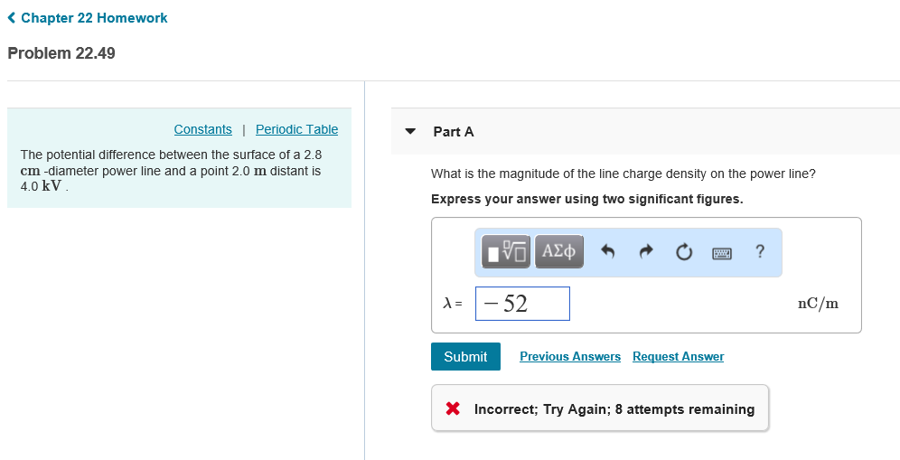 Solved Chapter 22 Homework Problem 22.49 Constants I | Chegg.com