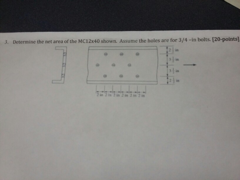 Solved 3. Determine the net area of the MC12x40 shown. | Chegg.com