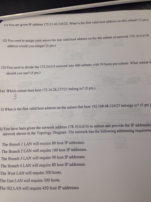 Solved You are given IP address 172.21.42.143/22. What is | Chegg.com