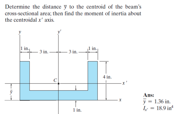 Solved Determine the distance y to the centroid of the | Chegg.com