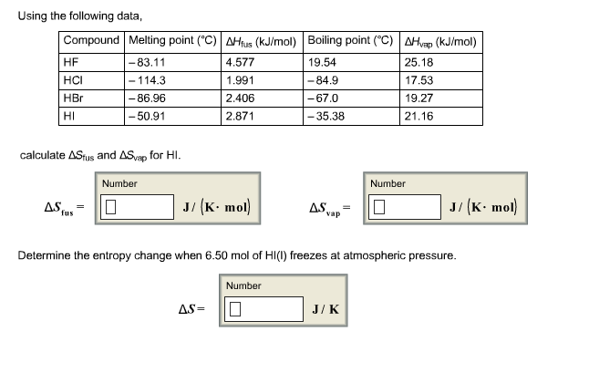 Solved Using the following data, Calculate delta Sfus and | Chegg.com