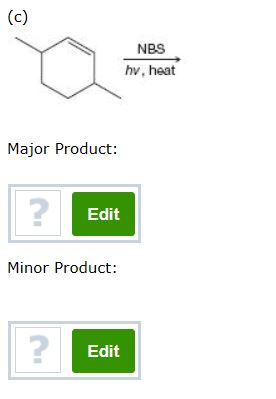Solved NBS hv, heat Major Product: Edit Minor Product: Edit | Chegg.com