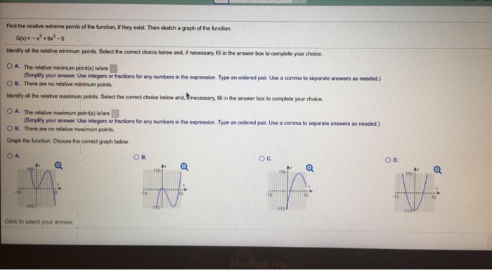 Solved Find the relative extrema points of the function, if | Chegg.com