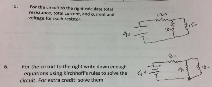 Solved 5. For the circuit to the right calculate total | Chegg.com