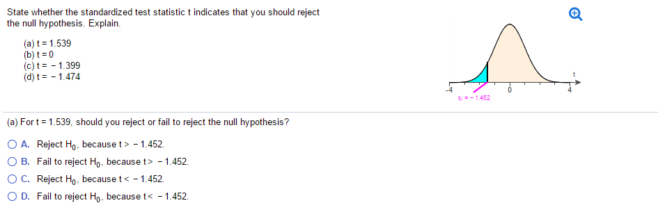 Solved State whether the standardized test statistic t | Chegg.com