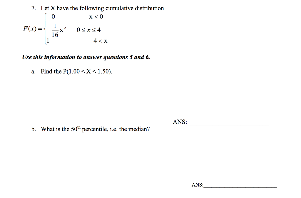 Solved Let X have the following cumulative distribution F(x) | Chegg.com