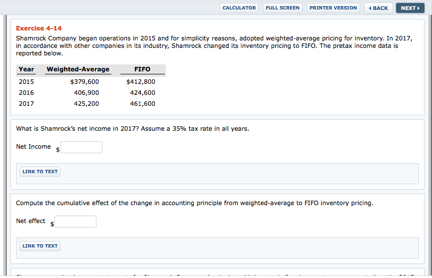 Solved CALCULATOR FULL SCREEN PRINTER VERSION BACK Exercise | Chegg.com