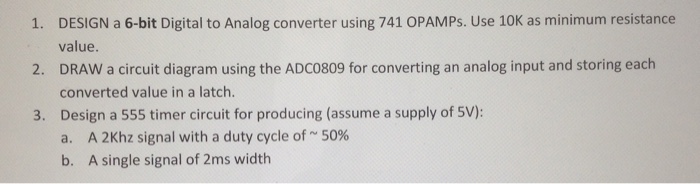 Solved DESIGN a 6-bit Digital to Analog converter using 741 | Chegg.com