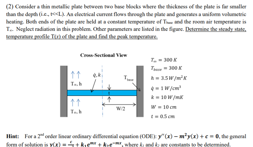 Solved Consider a thin metallic plate between two base | Chegg.com