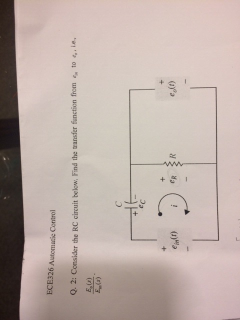 Solved Consider the RC circuit below. Find the transfer | Chegg.com