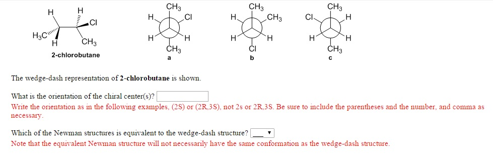 Solved The wedge-dash representation of 2-chlorobutane is | Chegg.com