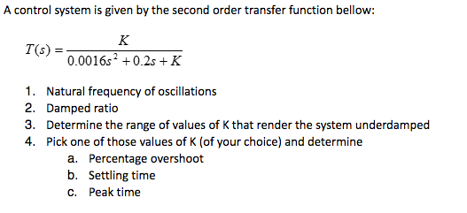 Solved A control system is given by the second order | Chegg.com