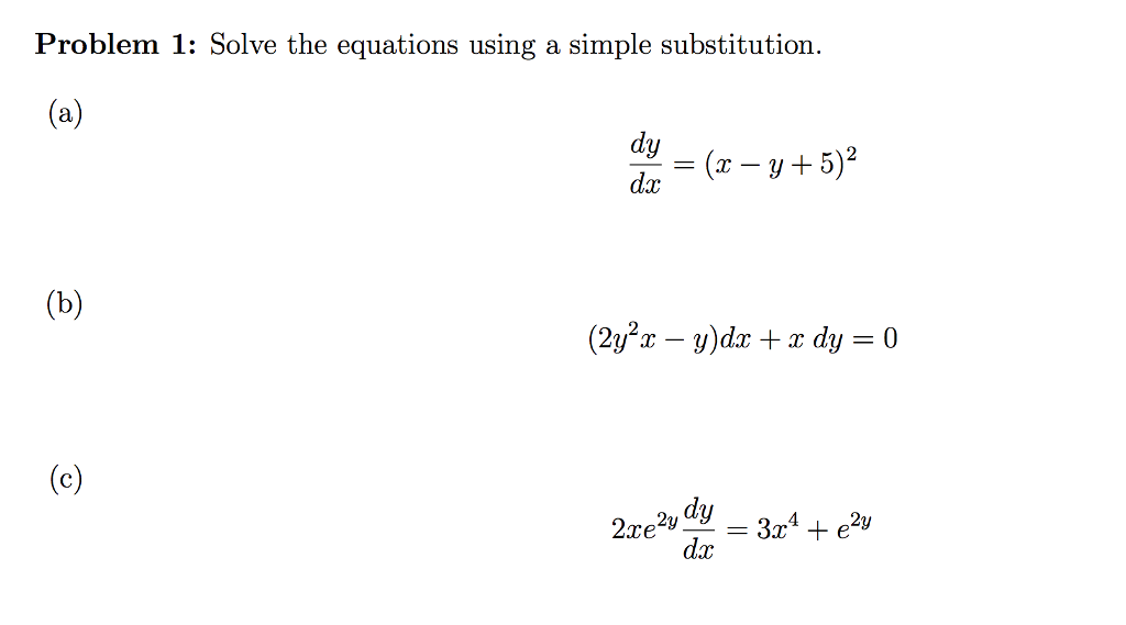 Solved Solve the equations using a simple substitution. (a) | Chegg.com