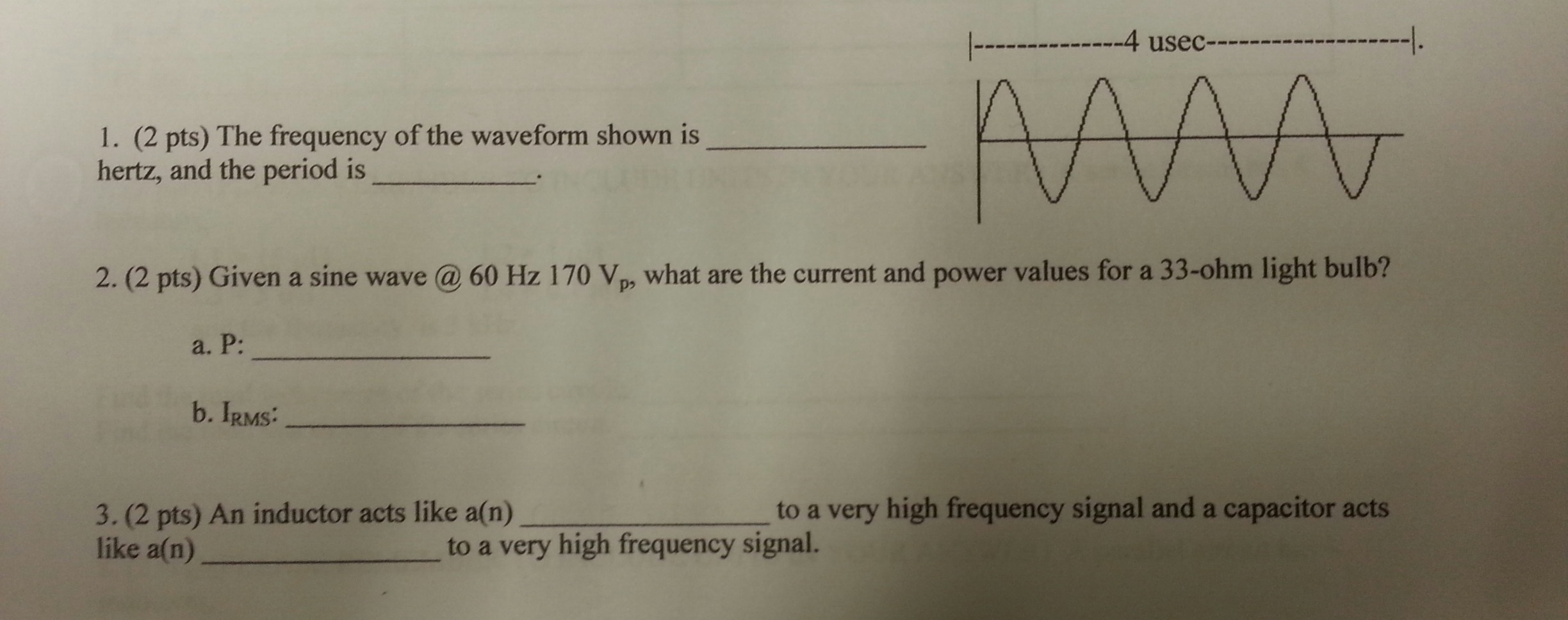 Solved The frequency of the waveform shown is hertz, and | Chegg.com