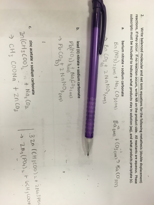 Solved Write balanced molecular and net ionic equations for | Chegg.com