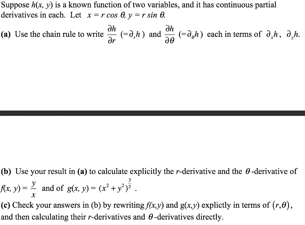 Solved Suppose h(x, y) is a known function of two variables, | Chegg.com