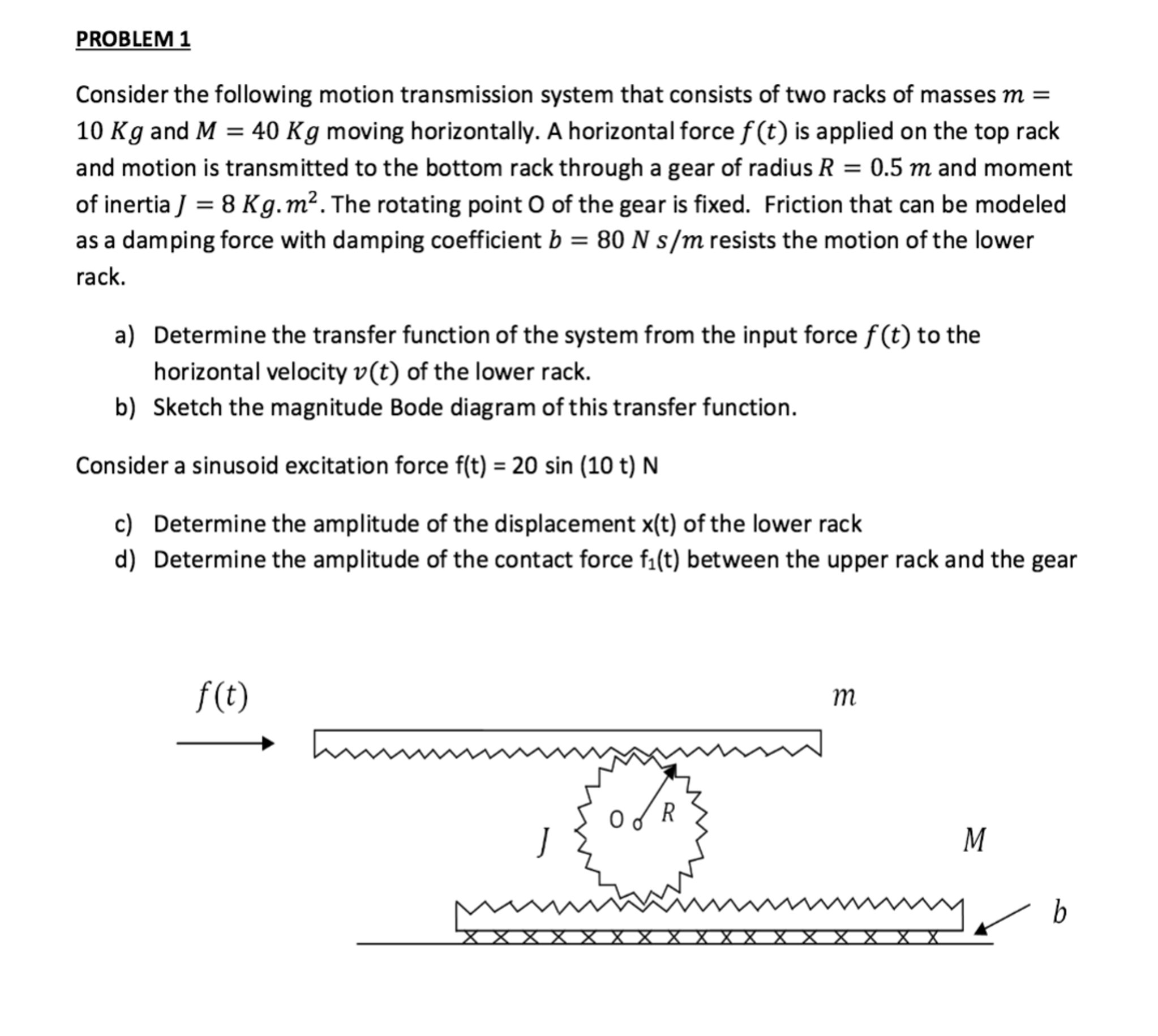 Solved Consider the following motion transmission system | Chegg.com