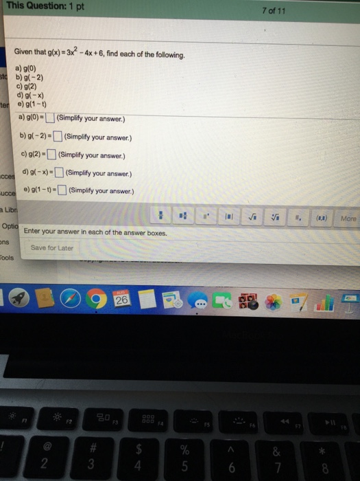 Solved Given that g(x) = 3x^2 - 4x + 6, find each of the | Chegg.com