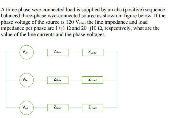 Solved A three phase wye-connected load is supplied by an | Chegg.com