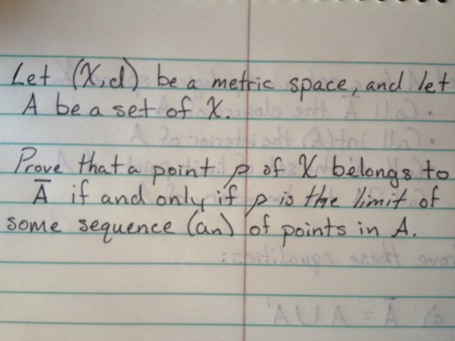 Solved Let (X, d) be a metric space and Let A be a set of X. | Chegg.com