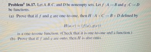 Solved Problem 16.17. Let A. B.C. and D be nonempty sets. | Chegg.com