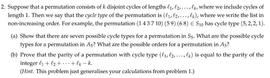 Solved 2. Suppose that a permutation consists of k disjoint | Chegg.com