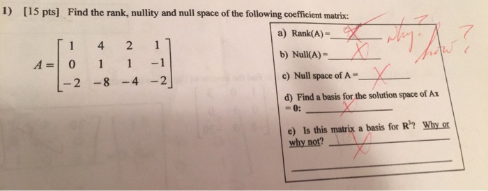 Solved Find the rank, nullity and null space of the | Chegg.com