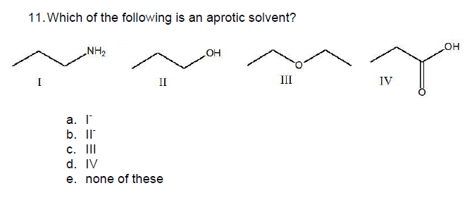 Solved Which of the following is an aprotic solvent? I^- | Chegg.com