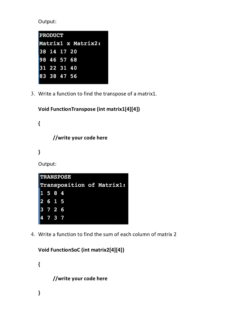 Solved Objective: 1. How to initialize and display matrix in | Chegg.com