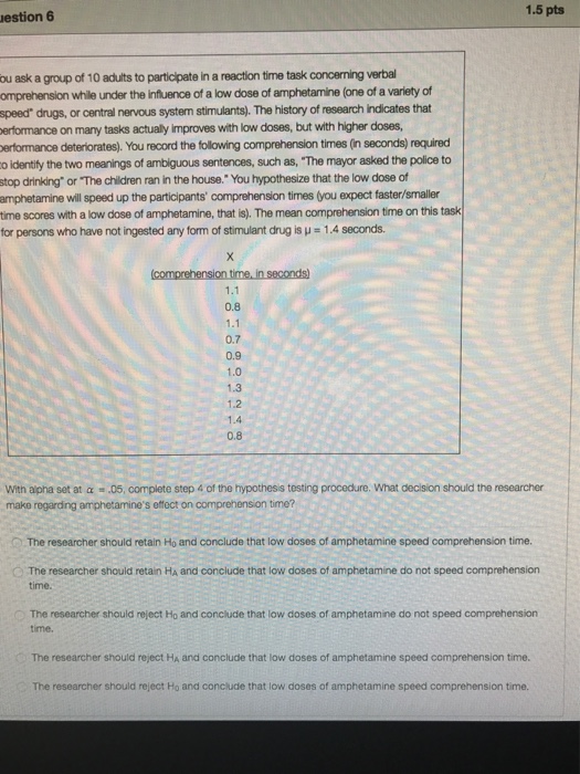 Solved With alpha set at alpha = .05, complete step 4 of | Chegg.com