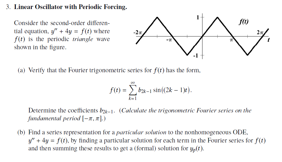 Solved 3. Linear Oscillator with Periodic Forcing. Consider | Chegg.com