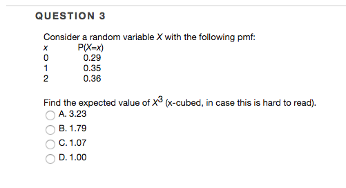 Solved Consider a random variable X with the following pmf: | Chegg.com