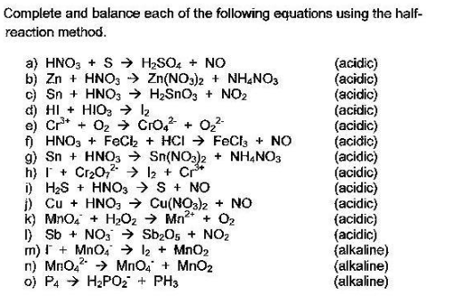 Solved Complete and balance each of the following equations | Chegg.com